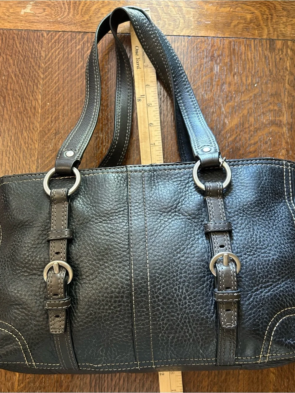 Coach | Bags | Coach Black Pebbled F2939 Leather Shoulder Bag Tote ...